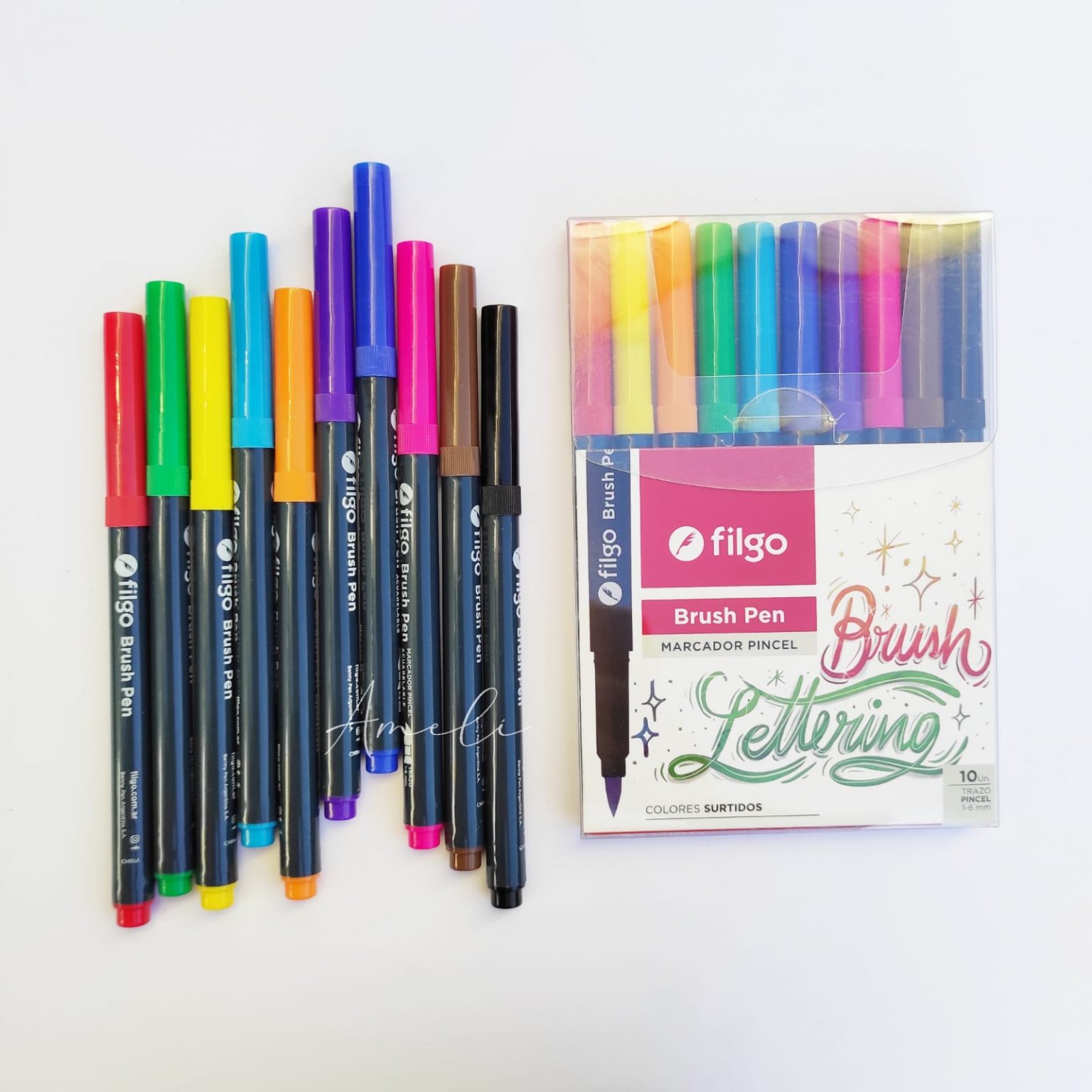 Pack x10 marcadores Brush pen Filgo – Ameli Papeleria