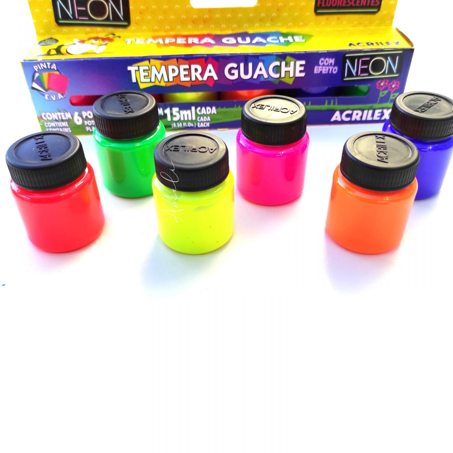 Tempera guache acrilex x6 Efecto NEON – Ameli Papeleria