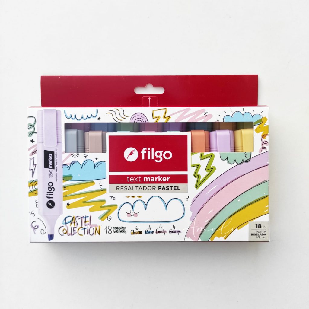 Resaltador Filgo Text Marker x18 Pastel Collection – Ameli Papeleria
