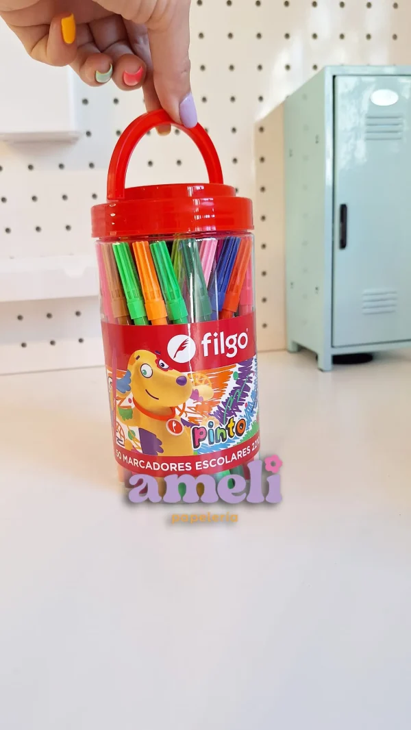 Estuche plástico 50 marcadores Filgo finos – Ameli Papeleria